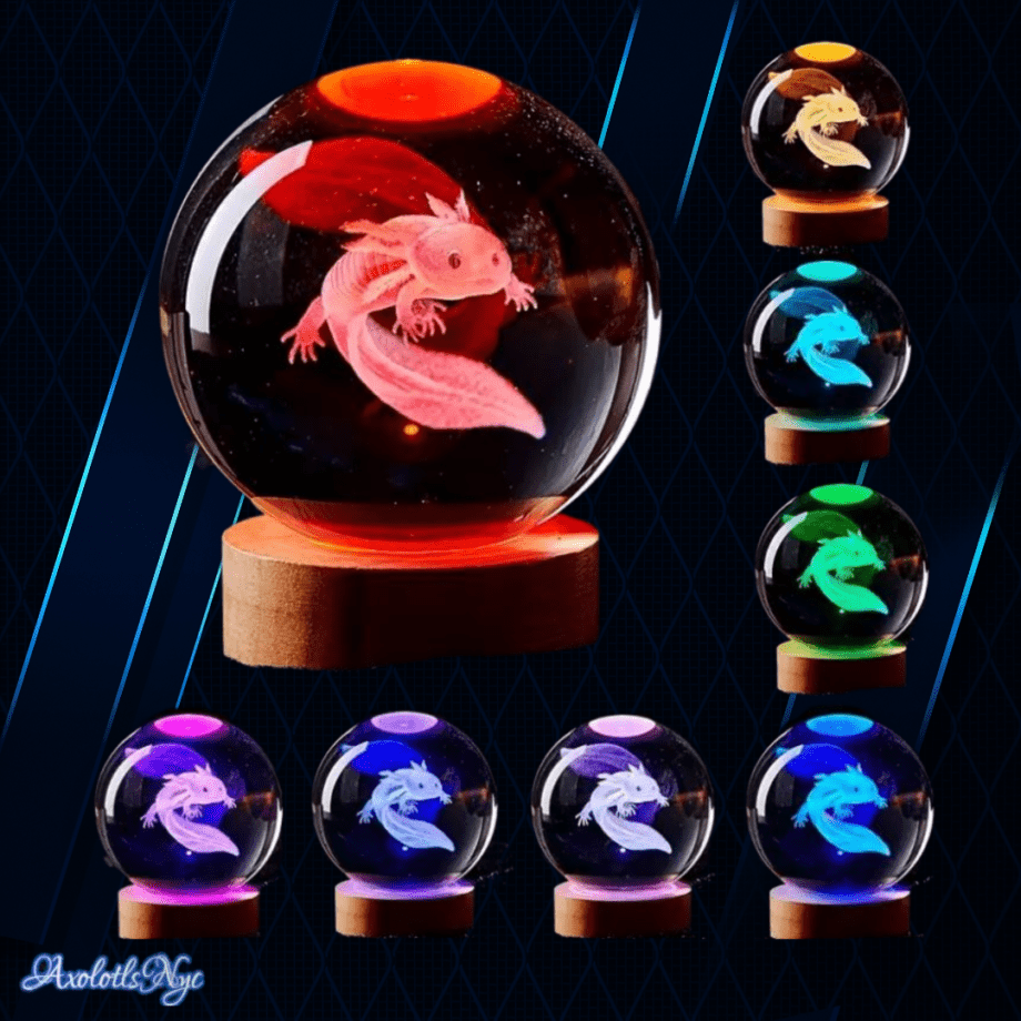 3D Axolotl Crystal Ball Lamp - Axolotls NYC
