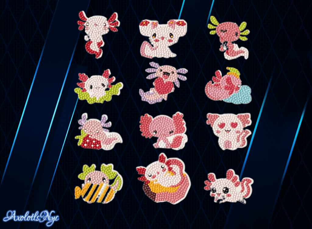 12Pcs Axolotl 5D DIY Diamond Painting Sticker Kit - Axolotls NYC
