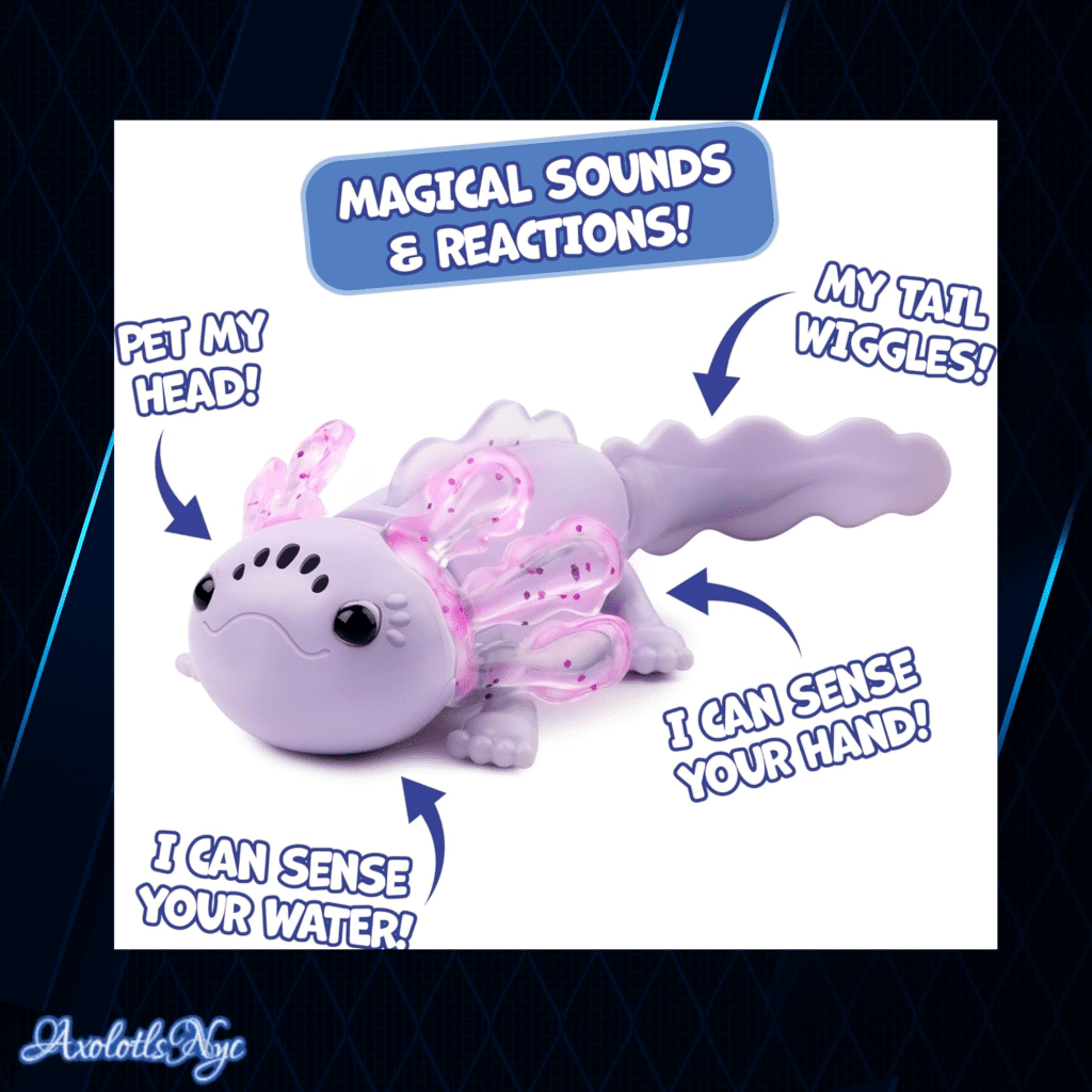 Fingerlings Interactive Baby Axolotl, Auggie (Purple), Swims & Lights ...