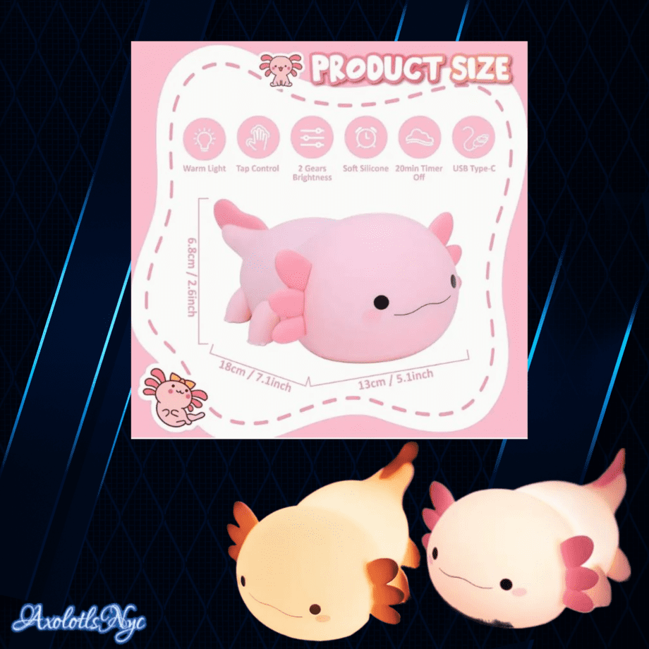 Axolotl LED Soft Glow Silicone Night Light Touch Control USB ...